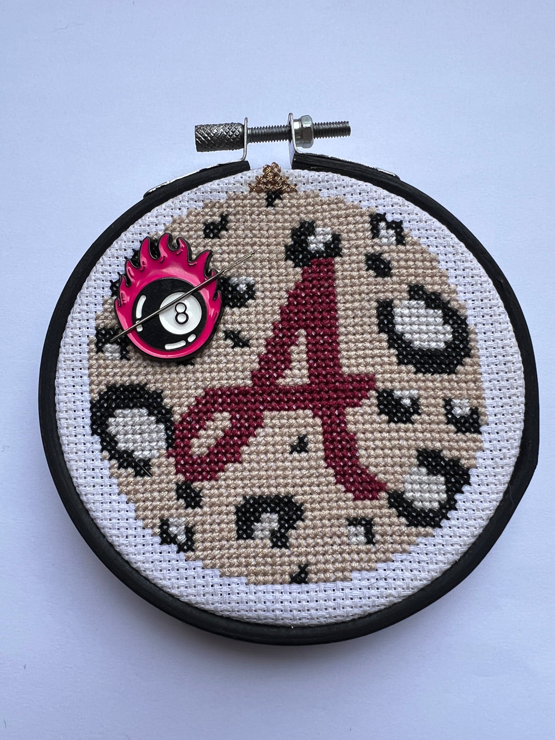Flaming 8 ball needle minder – Stitch Happens